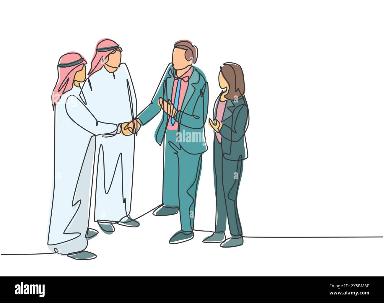 One continuous line drawing of young happy female singer hold ...