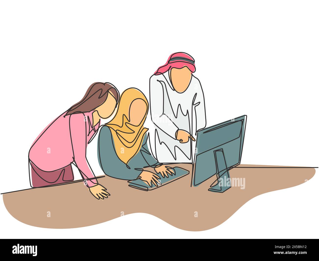 Male female colleagues discussing Stock Vector Images - Alamy