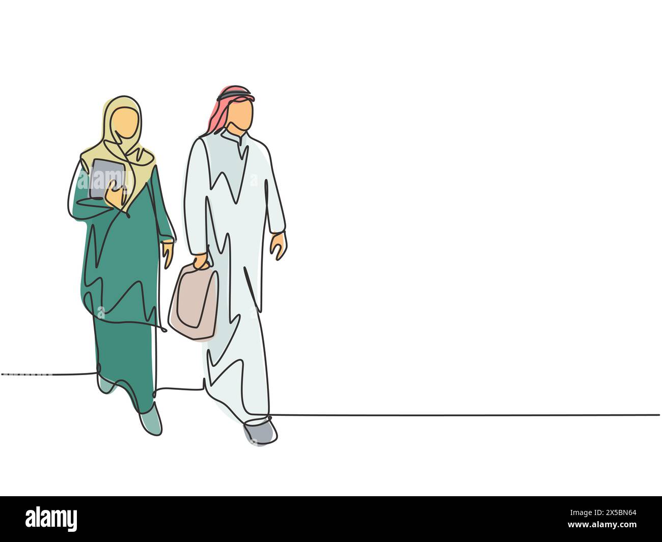 Single continuous line drawing of young happy businessman walking ...