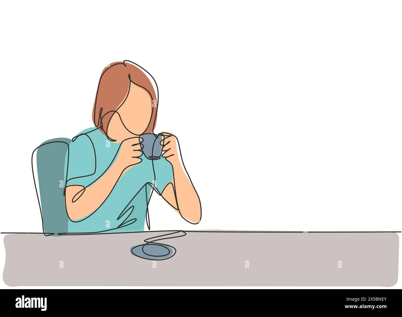 Single continuous line drawing of young beauty female college student ...