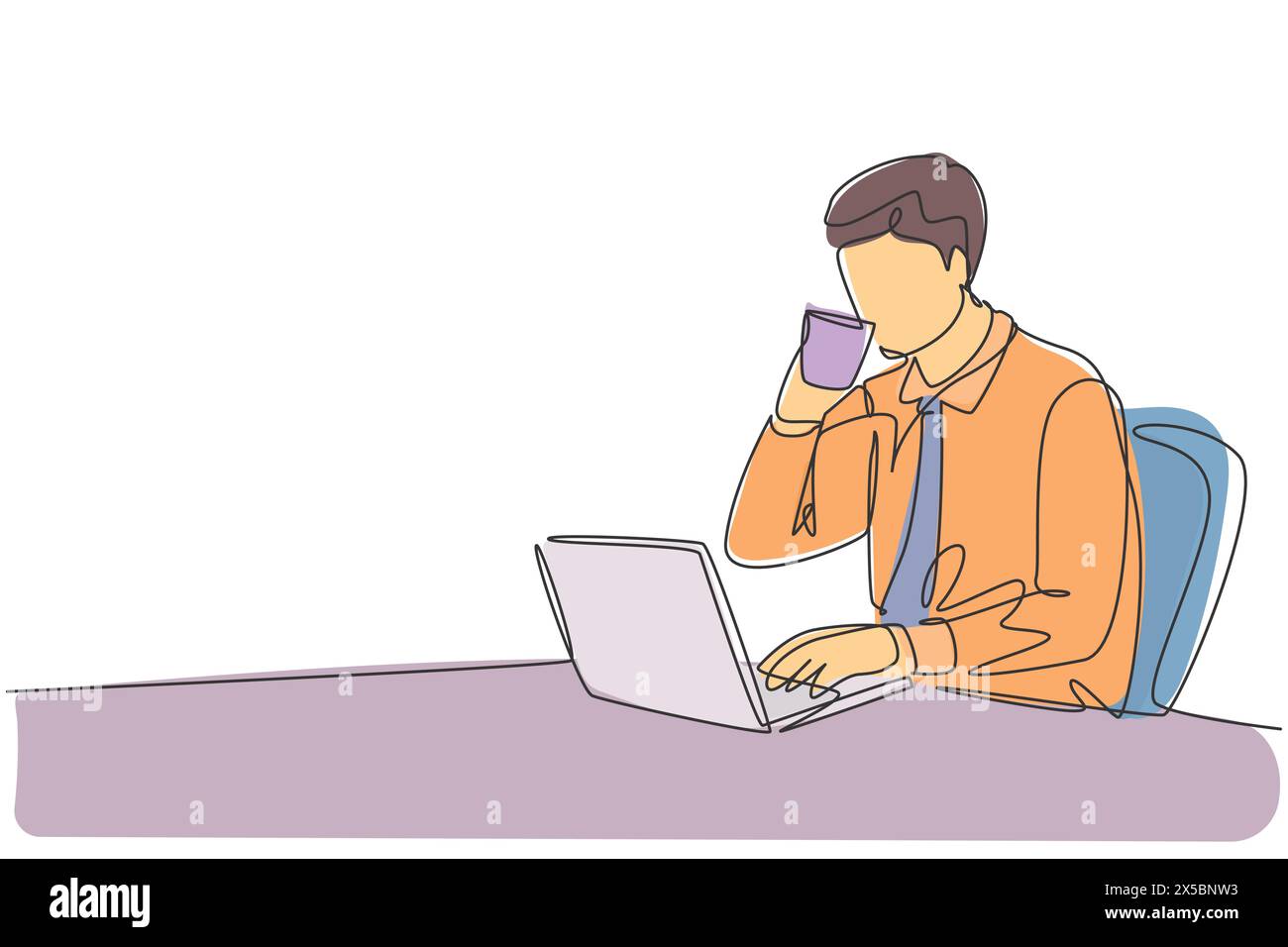 Single continuous line drawing of young happy manager checking report ...