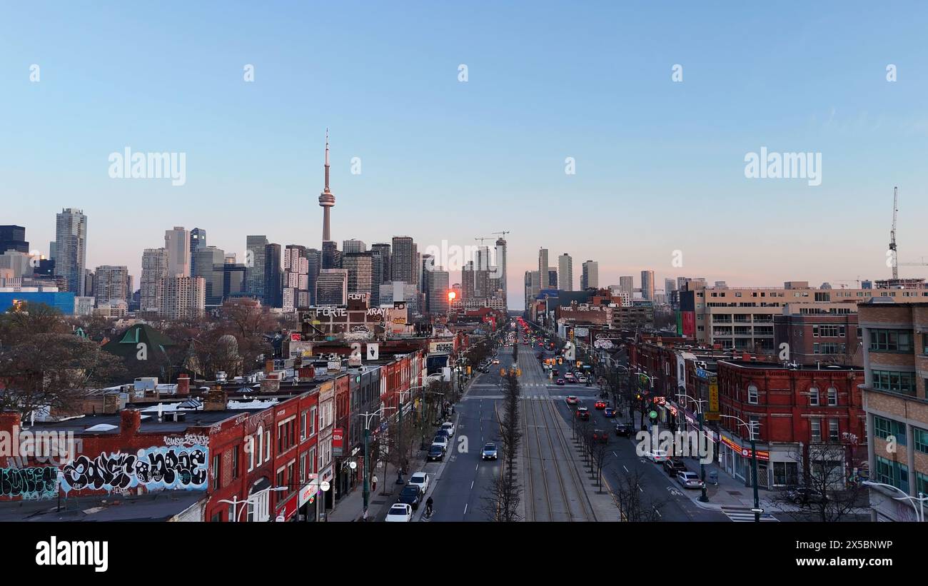 The skyline of Toronto Canada with its iconic CN Tower aerial view ...