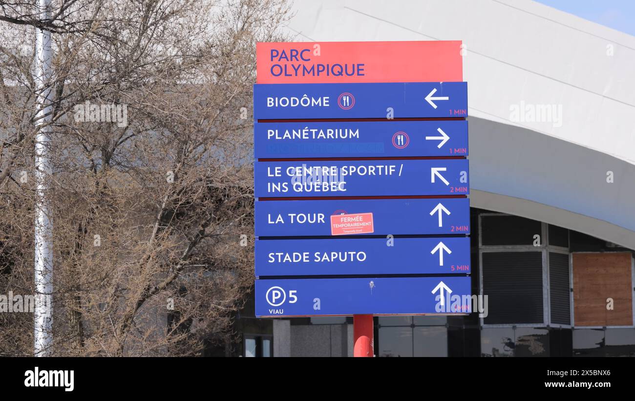 Directions signs at the Olympic Park in Montreal Canada - MONTREAL ...