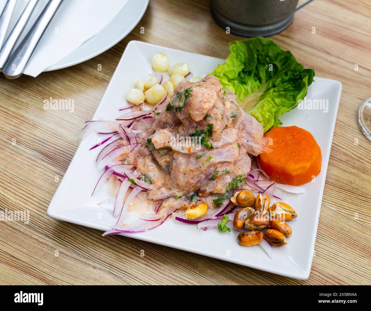 Peruvian ceviche of white fish Stock Photo - Alamy
