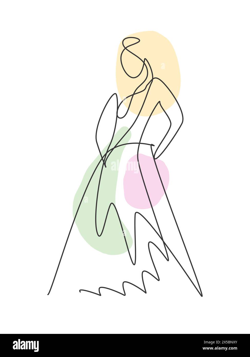 One continuous line drawing beauty woman feminine face abstract ...