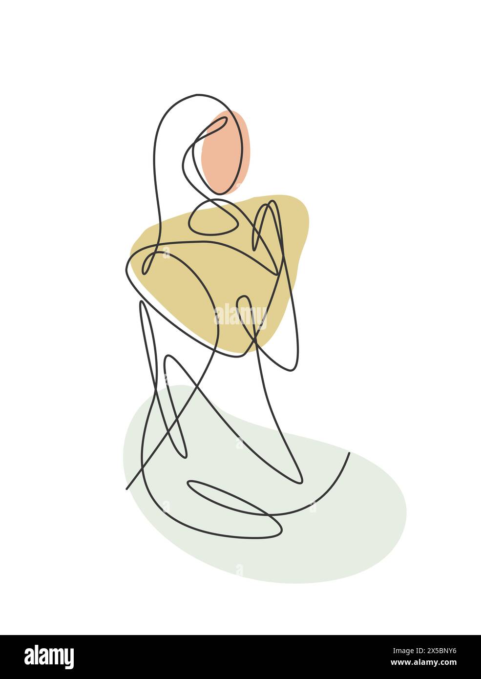 One single line drawing of minimalist beauty abstract body woman face ...