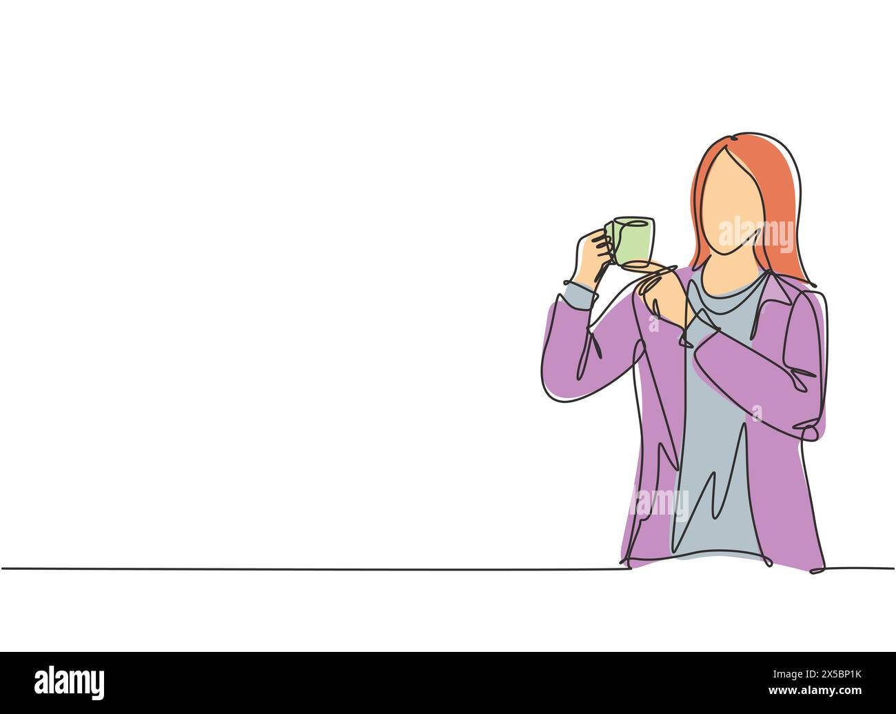 One continuous line drawing of young marketing manager make a quiet ...