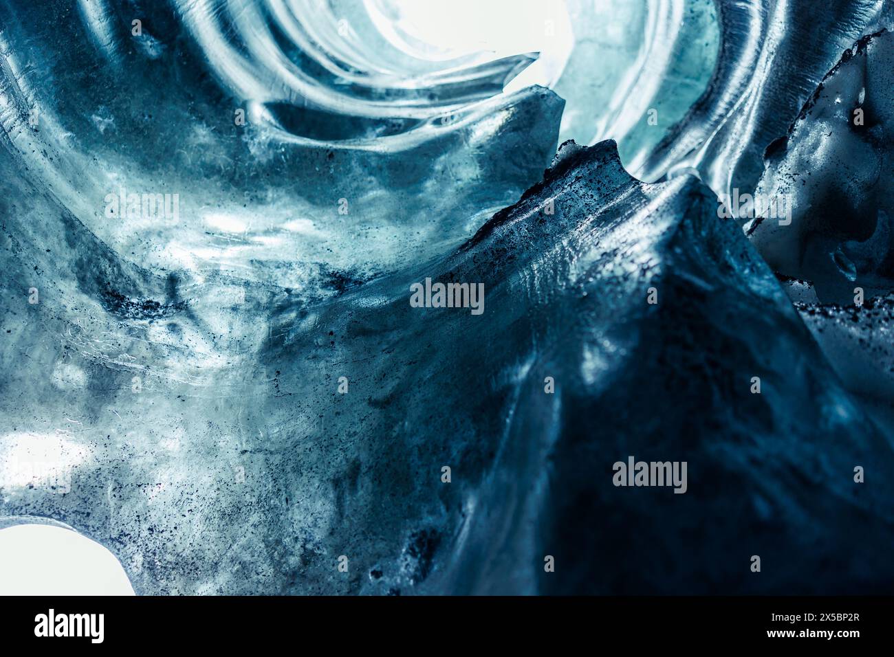 Massive ice blocks inside crevasse, vatnajokull glacier with ...