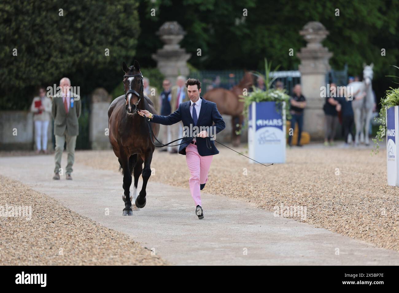 Harry Meade of Great Britain with Cavalier Crystal during the first horse inspection at ...