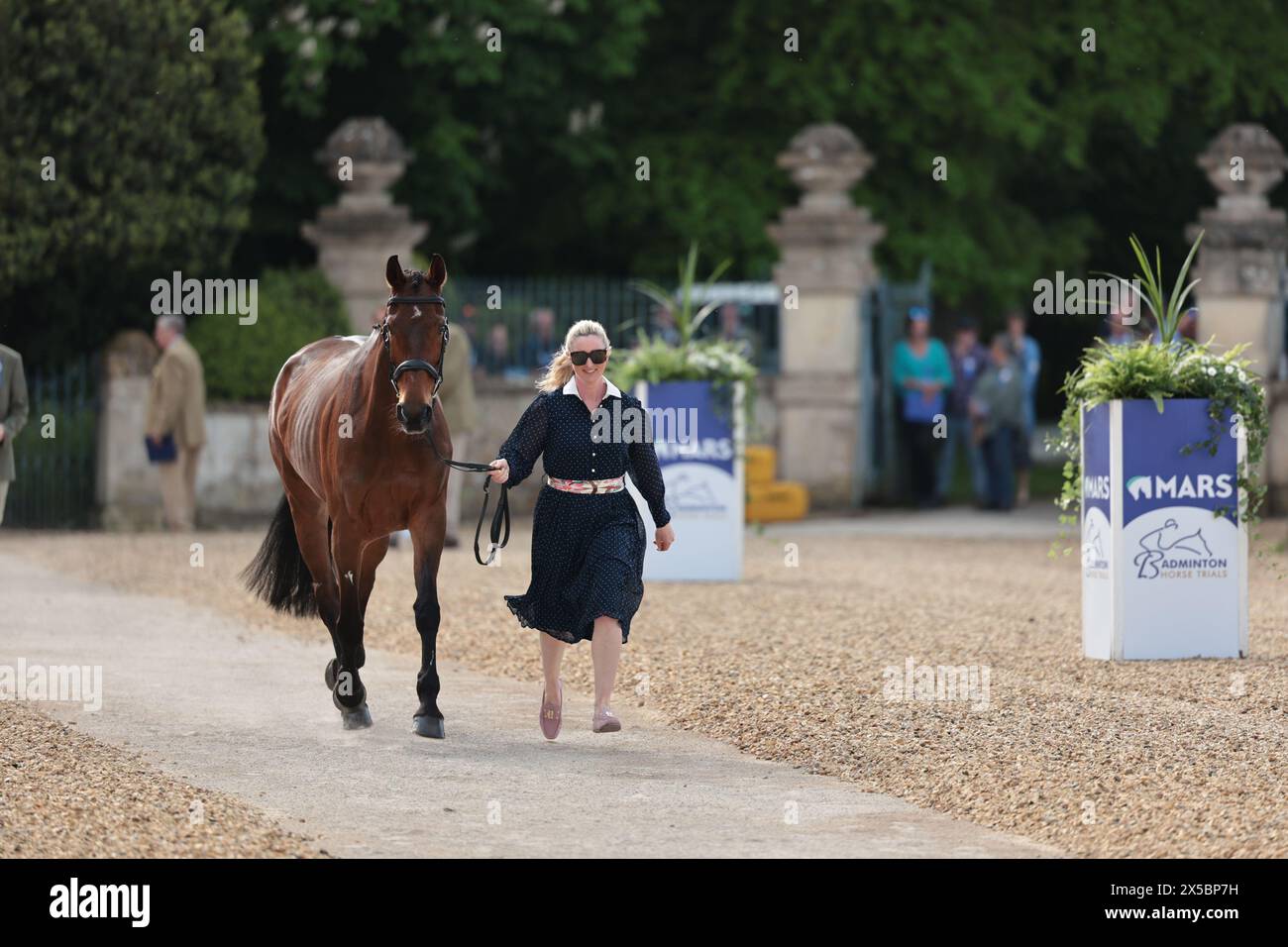 Georgie Goss of Ireland with Feloupe during the first horse inspection ...