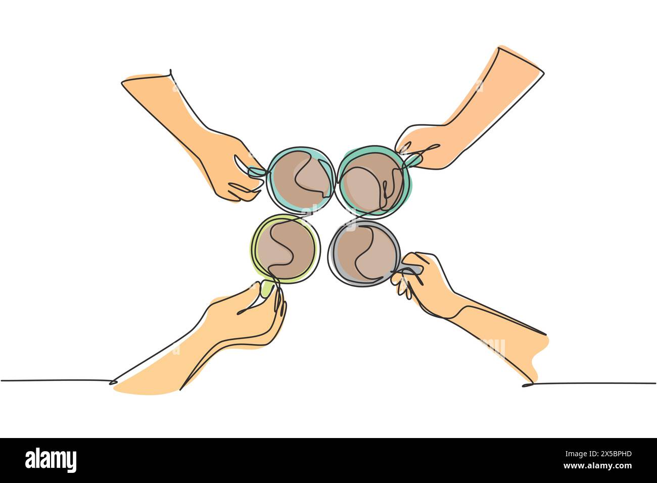 One continuous line drawing of young male and female business people ...