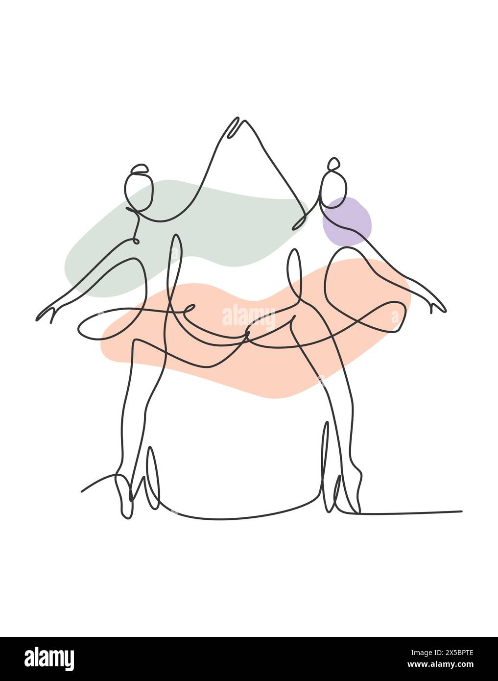 Single continuous line drawing ballerina in ballet motion dance style ...