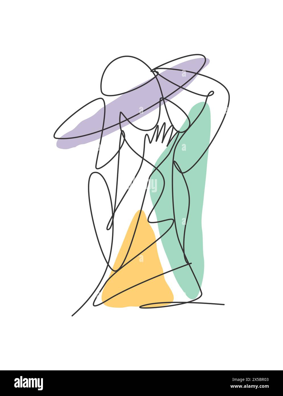 One continuous line drawing beauty woman feminine face abstract ...