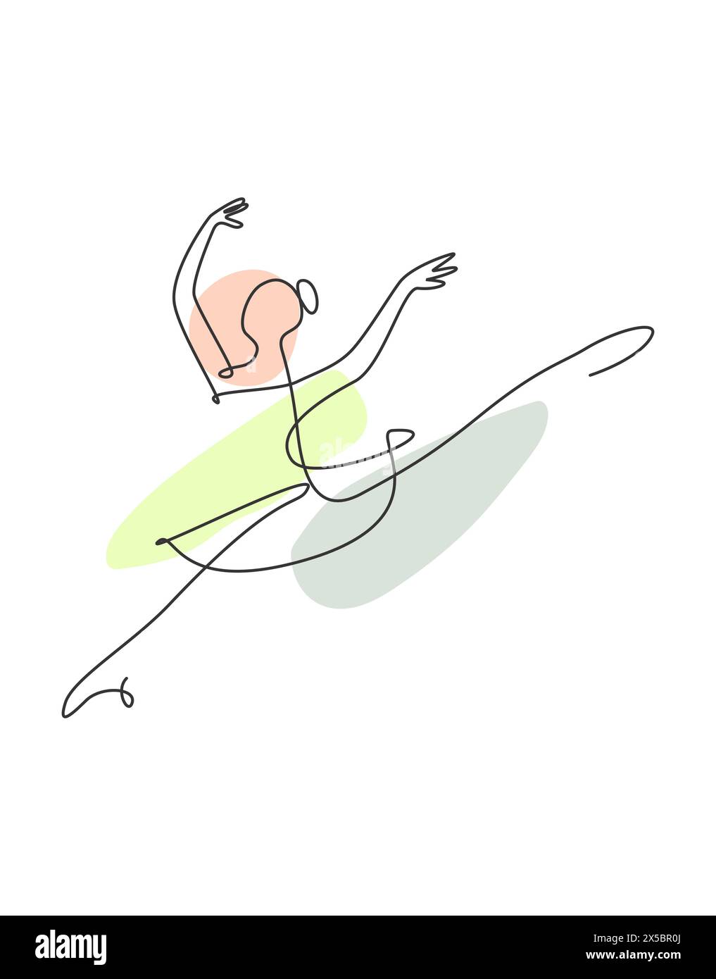 Single continuous line drawing ballerina in ballet motion dance style ...