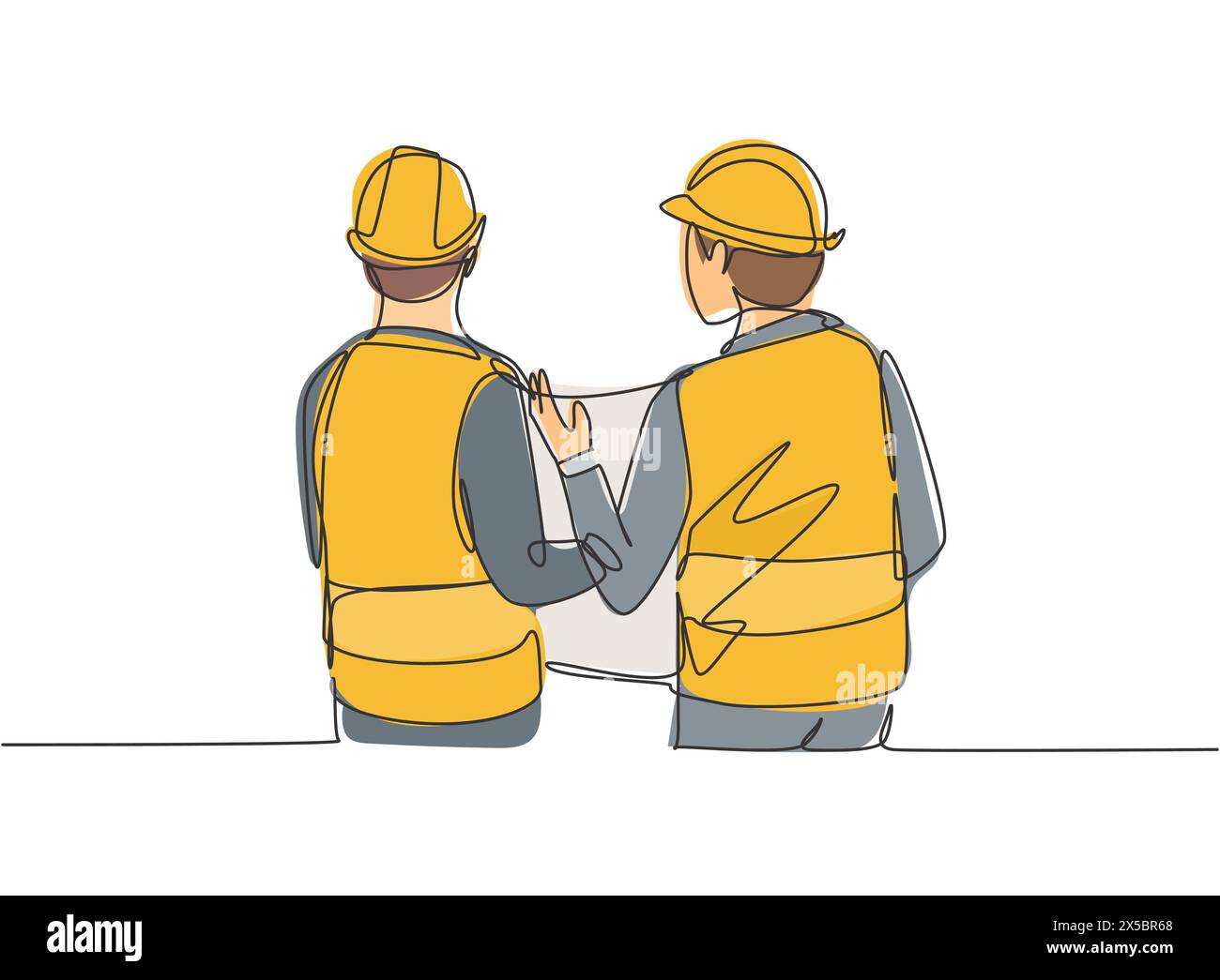 Single continuous line drawing of young company manager presenting ...