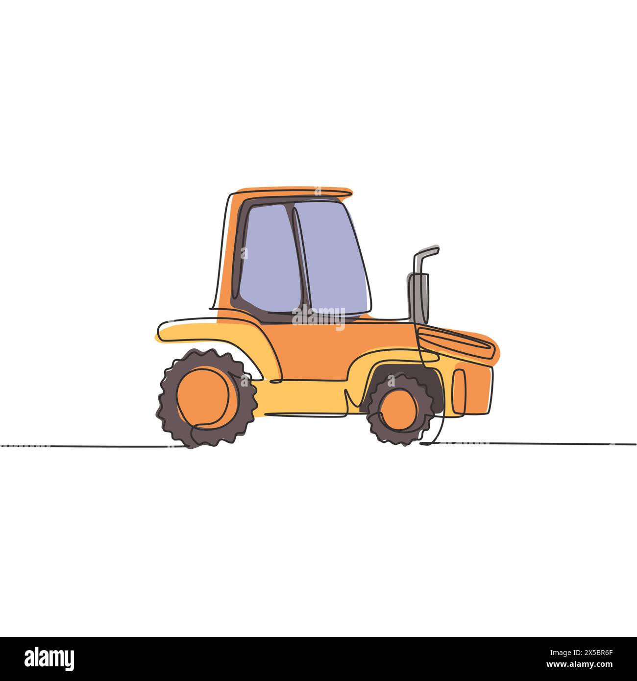One single line drawing of harvester truck for harvest farming vector ...