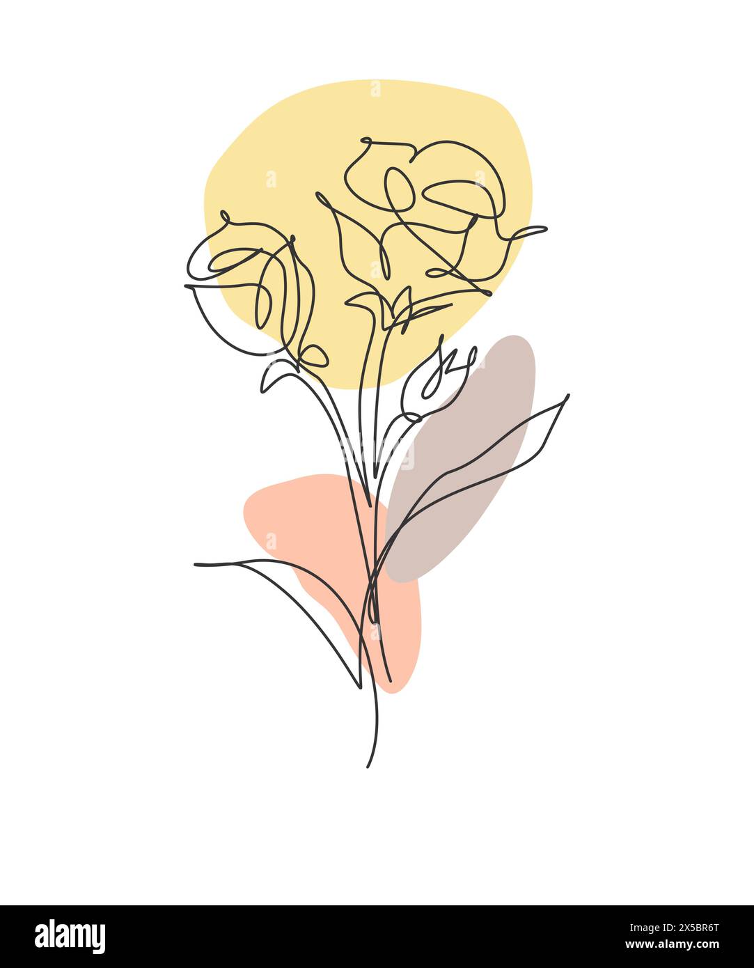 Single continuous line drawing minimalist beauty fresh rose flower ...