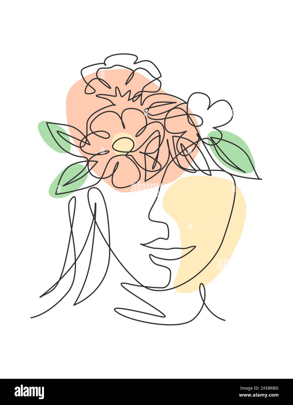 Single continuous line drawing nature portrait minimalist. Flower ...