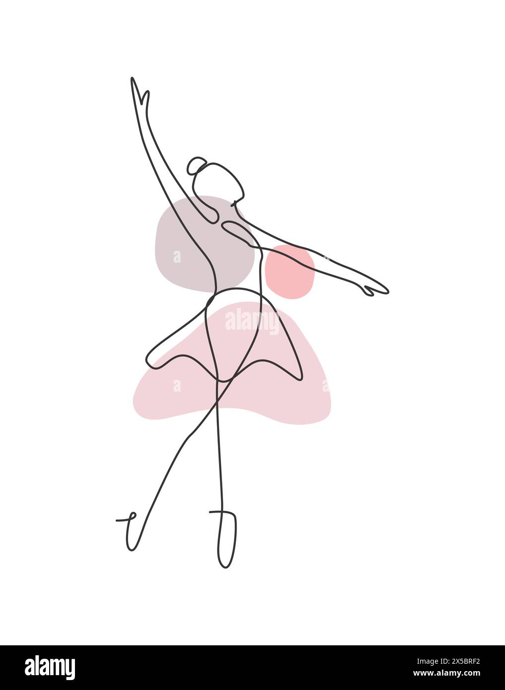 Single continuous line drawing ballerina in ballet motion dance style ...