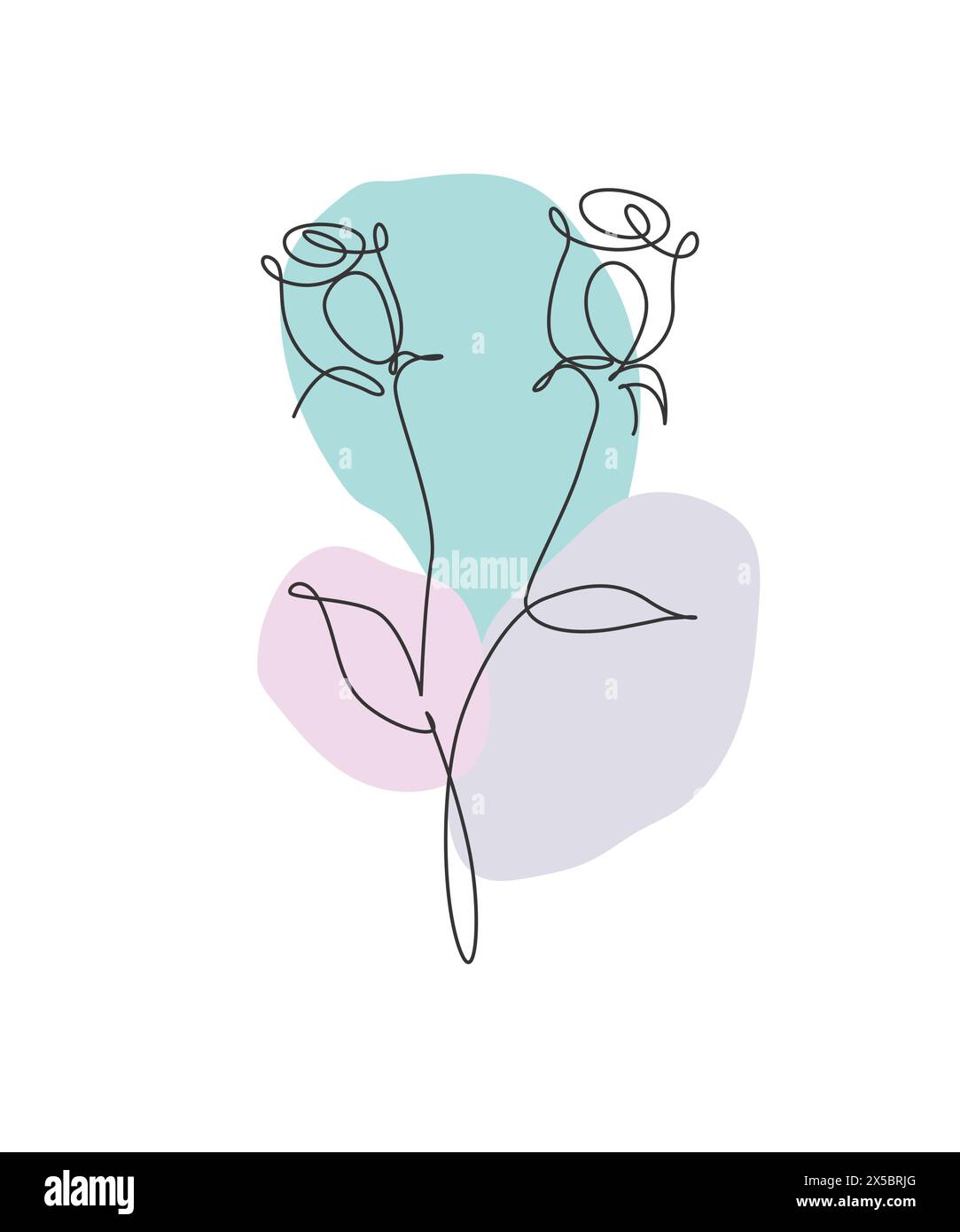 One continuous line drawing beautiful abstract rose flower. Minimal ...