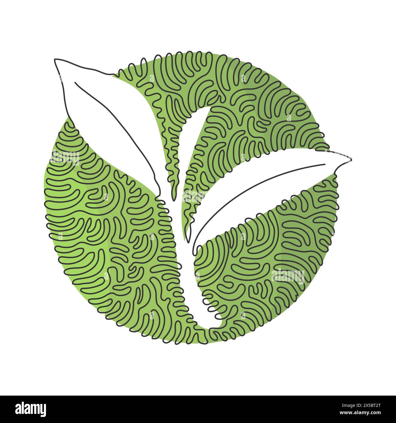 Single one line drawing whole healthy organic tea leaf for herbal drink ...