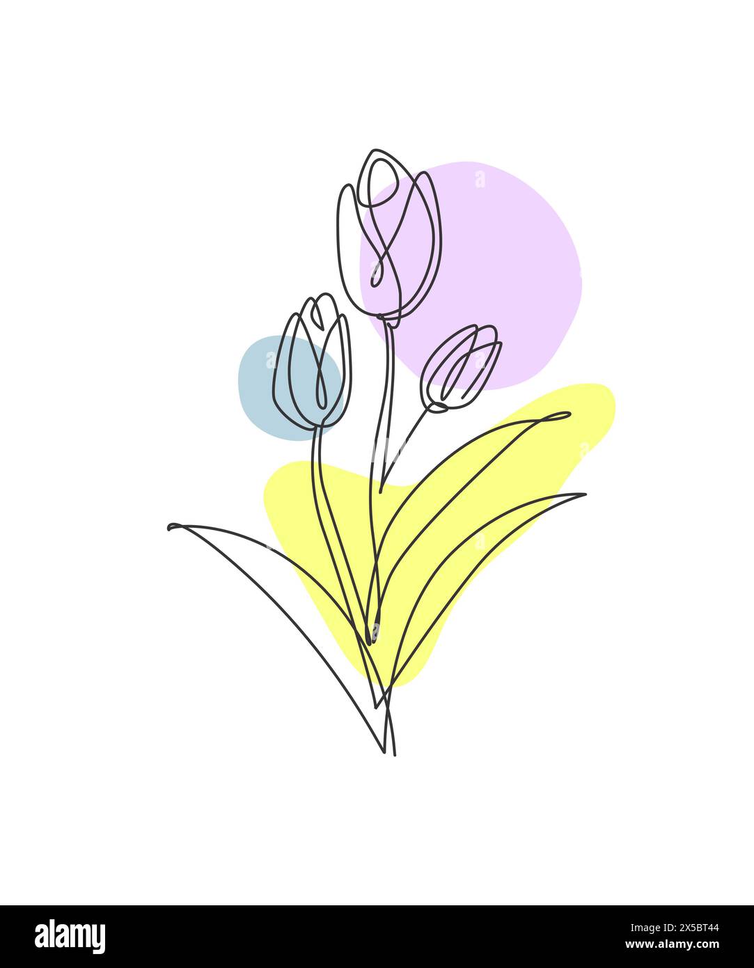 One single line drawing beauty tulip flower vector illustration ...