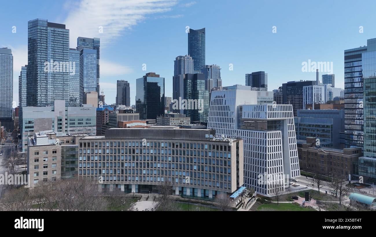 Downtown Toronto and University of Toronto buildings from above ...