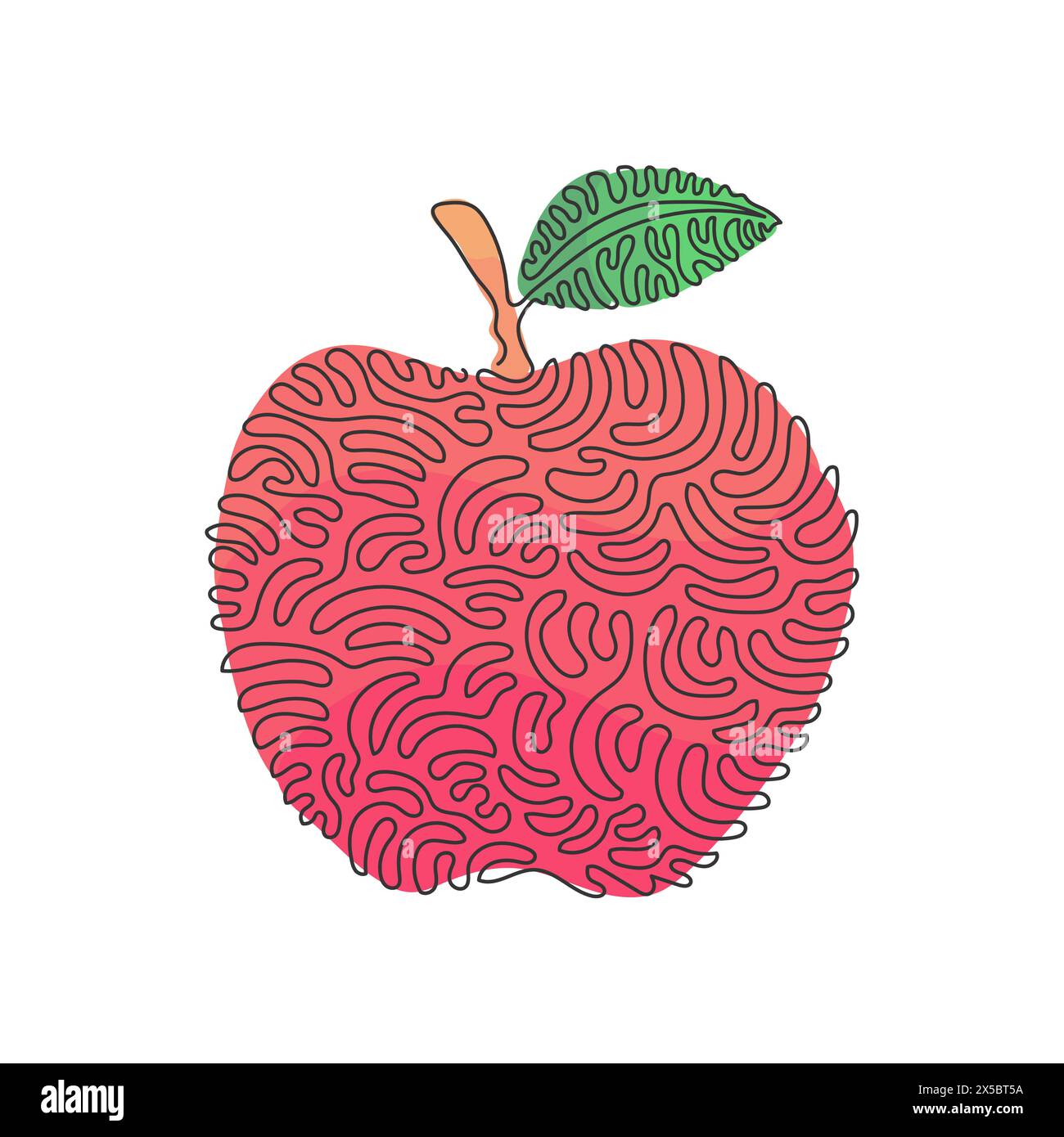 Single continuous line drawing whole healthy apples organic for orchard ...