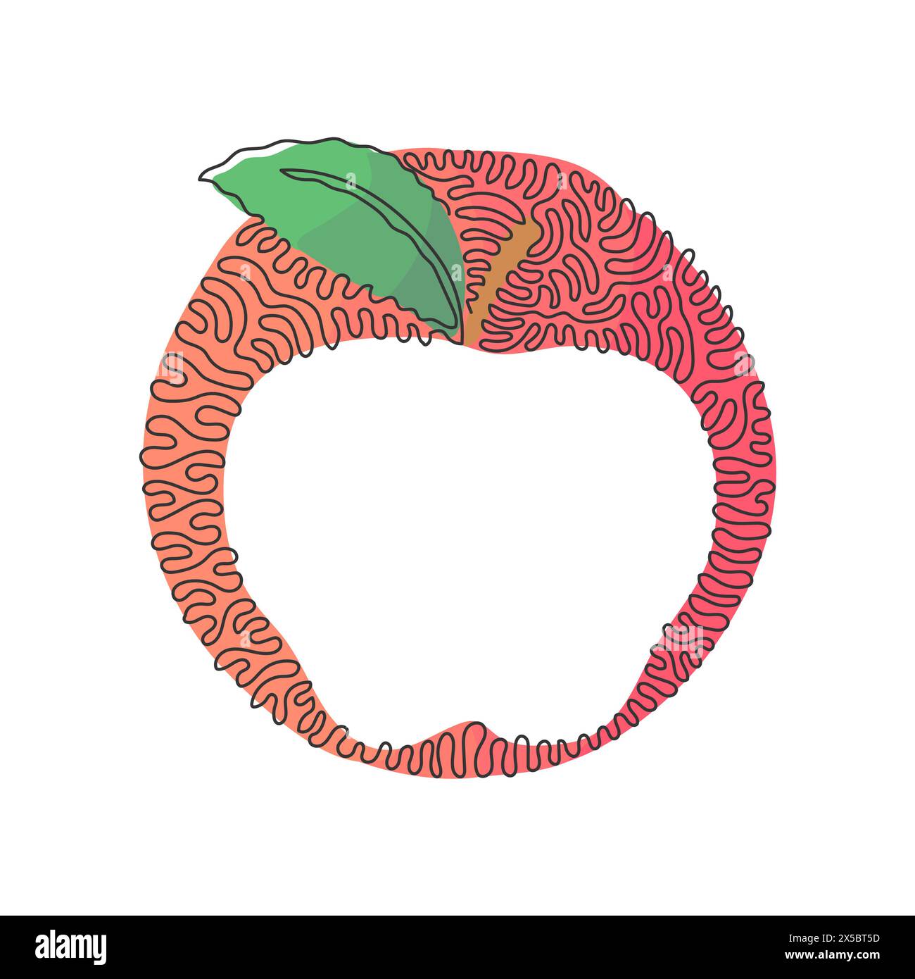 Single continuous line drawing apple fruit fresh appetizing delicious ...