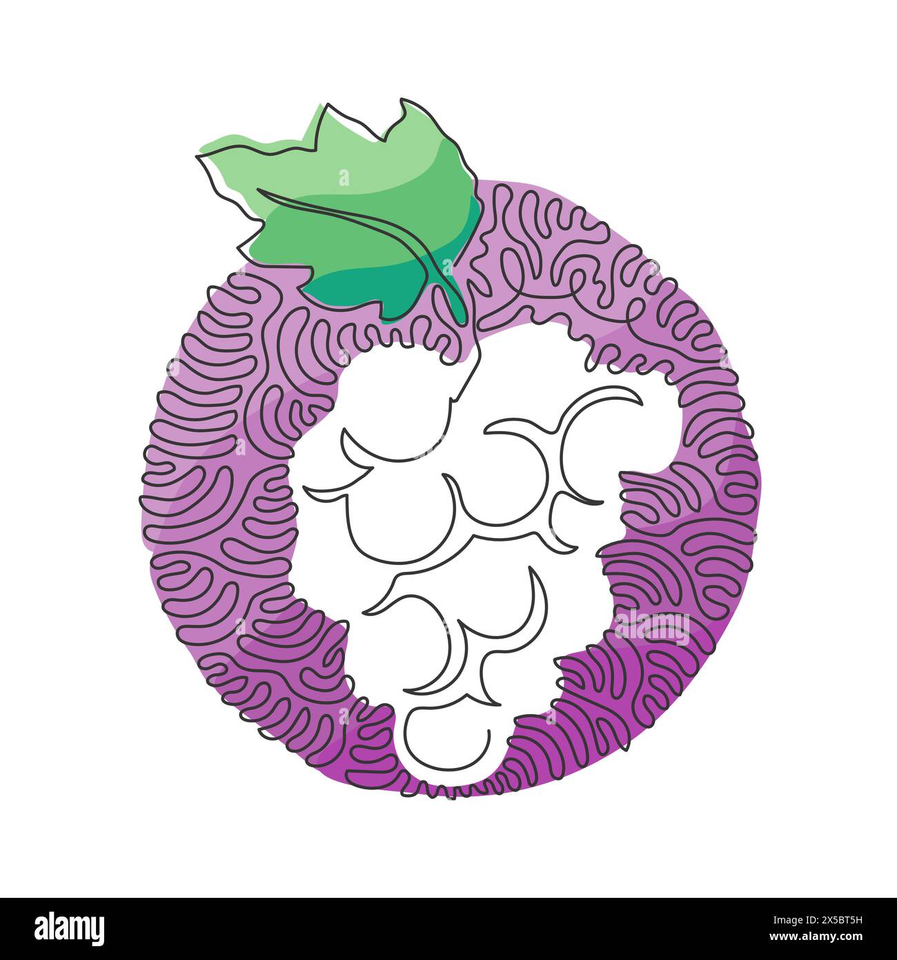 Single one line drawing healthy organic grapes for vineyard logo. Fresh ...