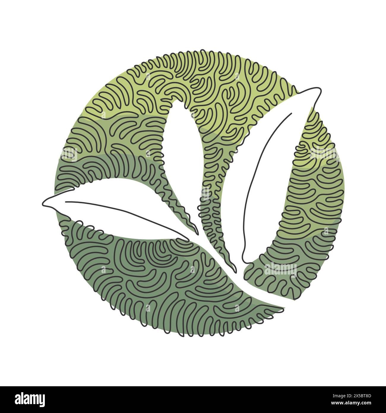 Single continuous line drawing healthy organic tea leaves for ...