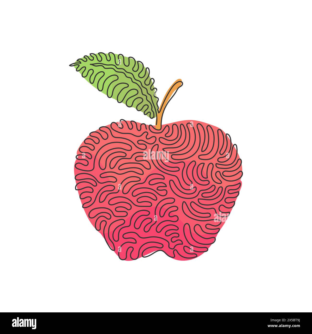 Continuous one line drawing apple fruit fresh appetizing delicious food ...