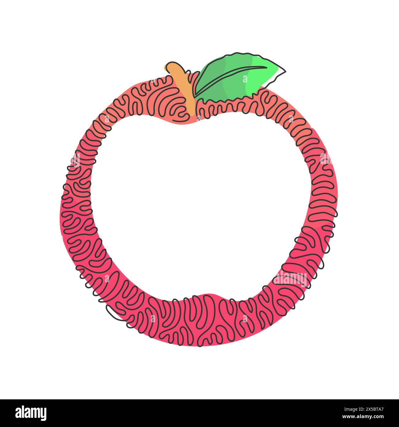 Single continuous line drawing whole healthy apples organic for orchard ...