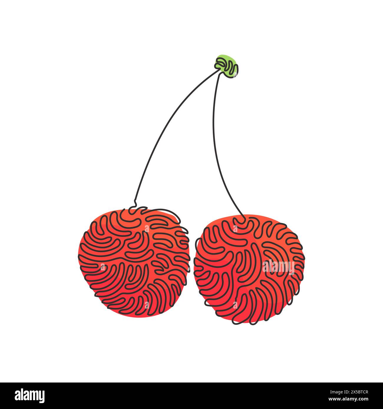 Single one line drawing whole healthy organic cherries for orchard logo ...