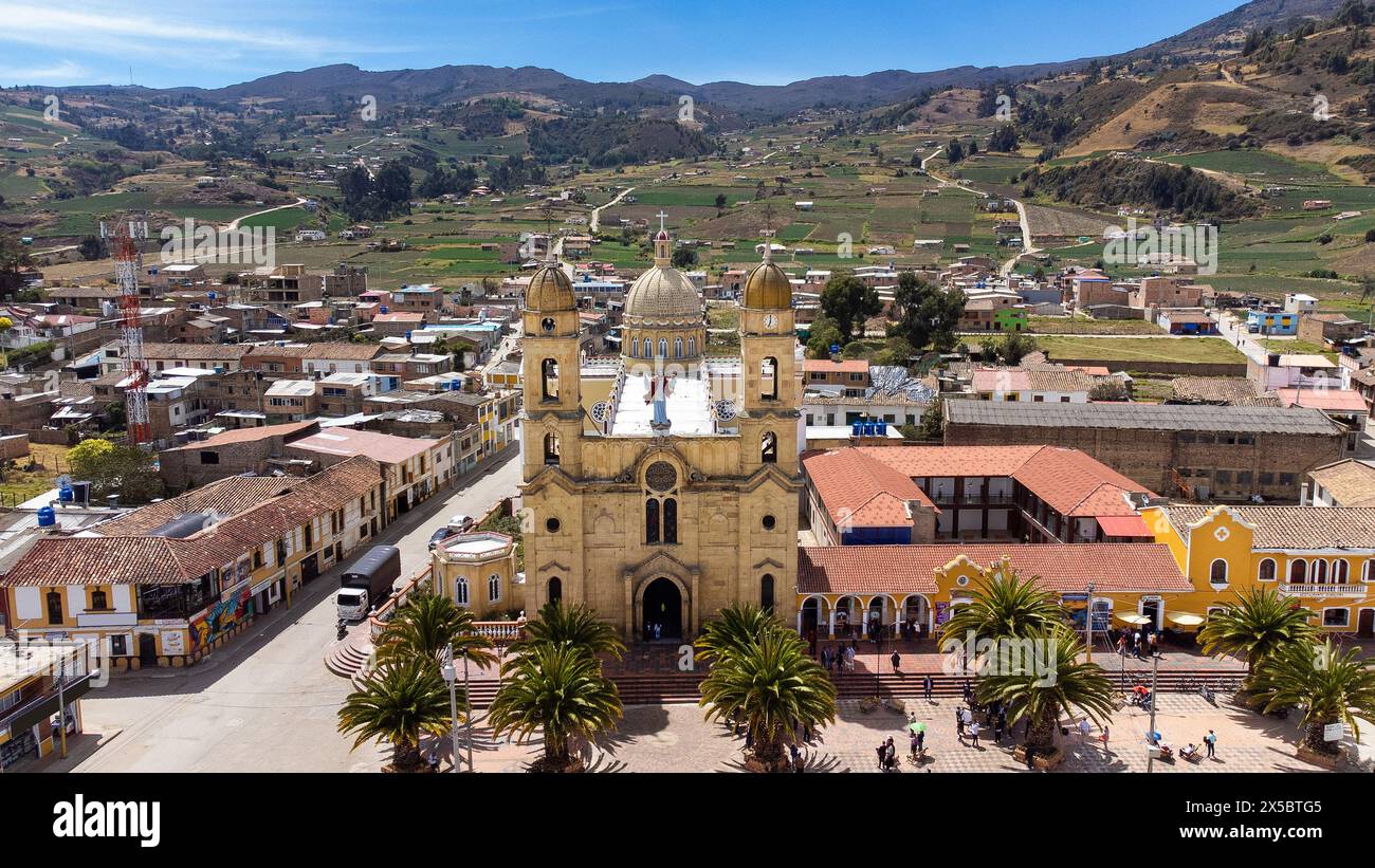 Aquitania, Boyaca - Colombia. April 14, 2024. Panoramic with drone of ...
