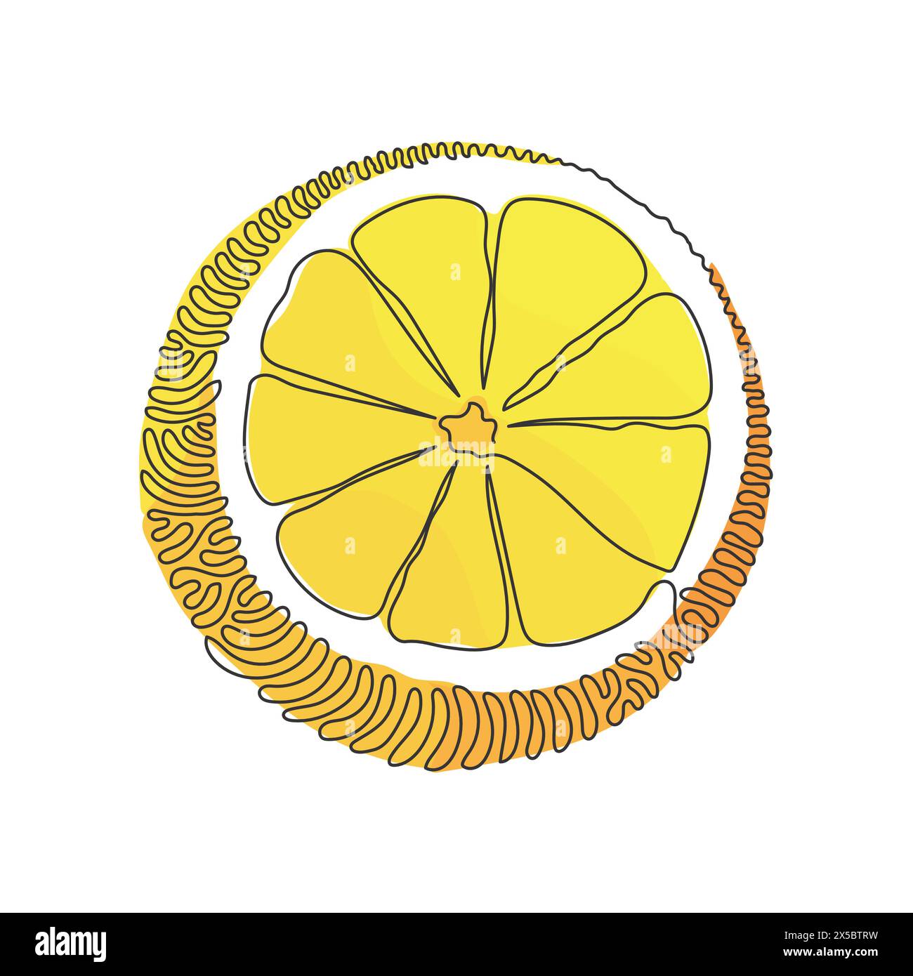 Single one line drawing sliced healthy organic orange for orchard logo ...