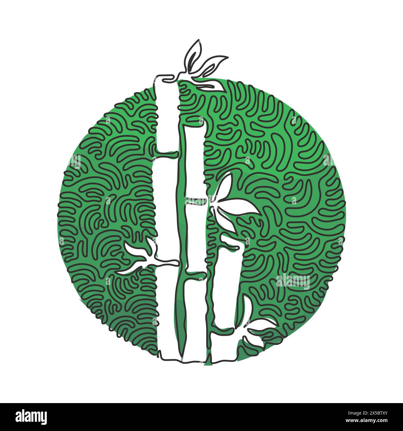 Continuous one line drawing bamboo trees for plantation logo identity ...