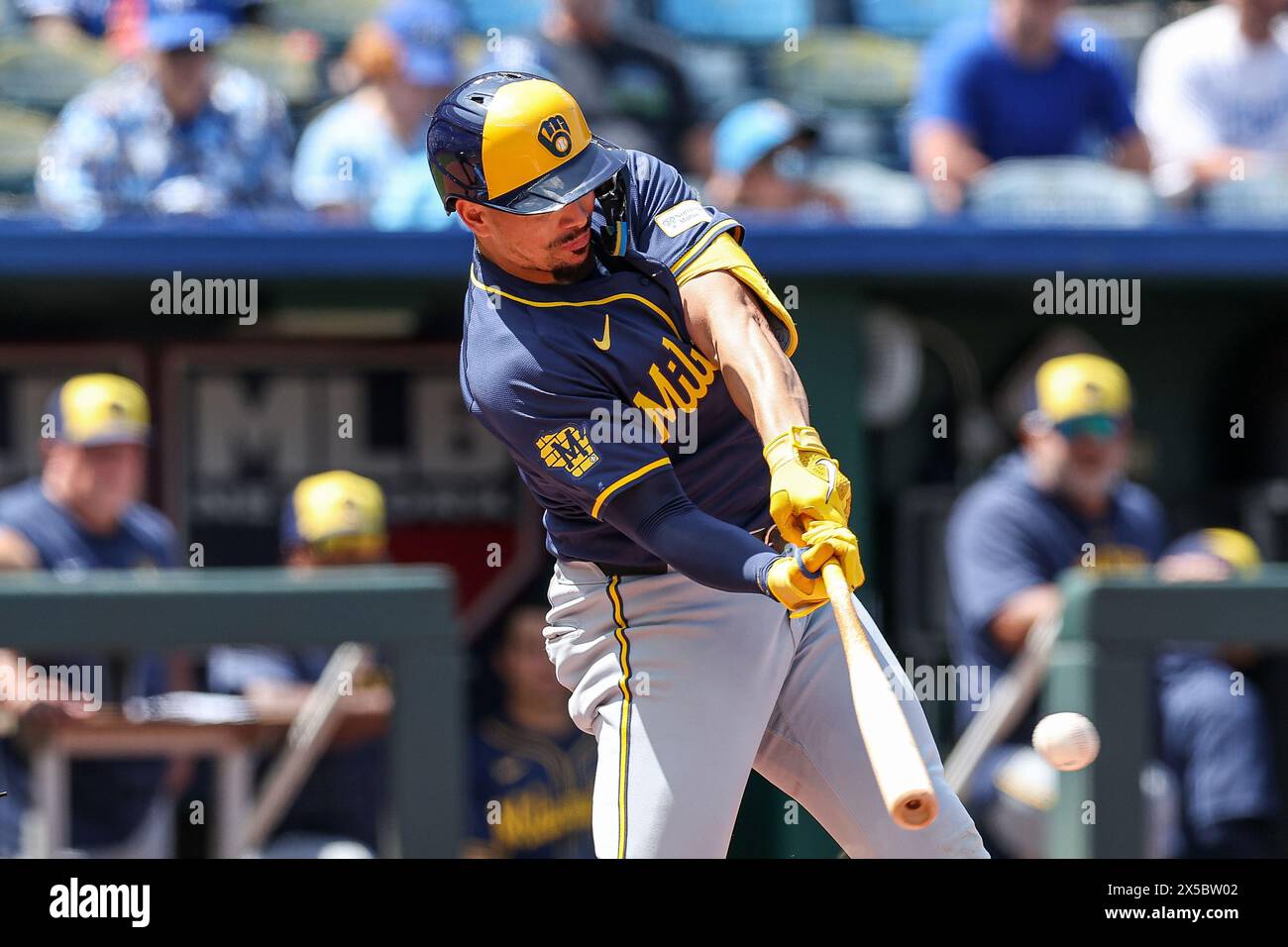 Kansas City, MO, USA. 8th May, 2024. Milwaukee Brewers shortstop Willy ...