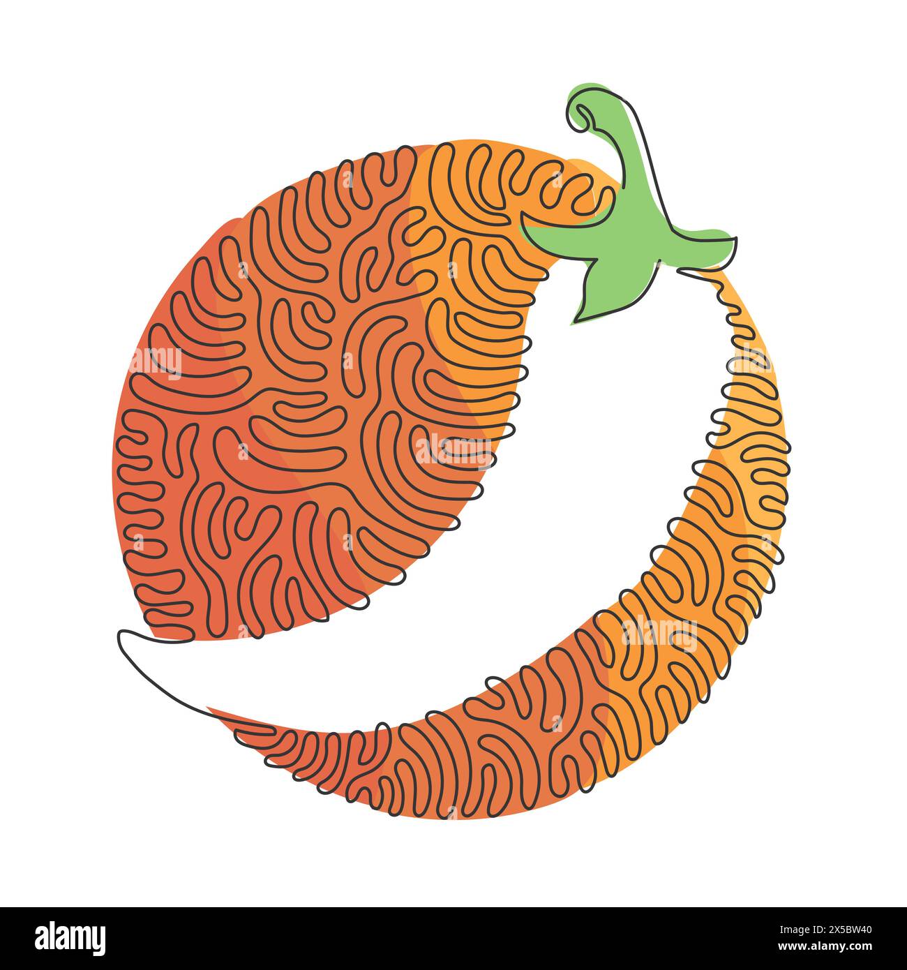 Single Continuous Line Drawing Whole Healthy Organic Hot Chili For Farm