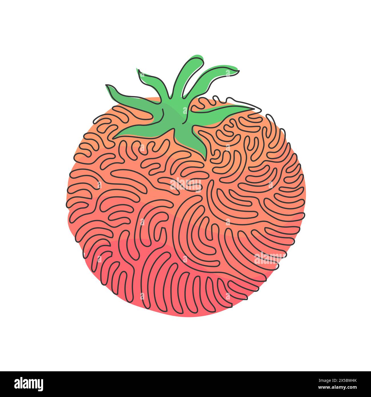 Continuous One Line Drawing Whole Healthy Organic Tomato For Farming