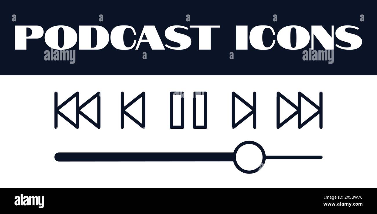 music player controller set .podcast icons set vector. podcast music ...