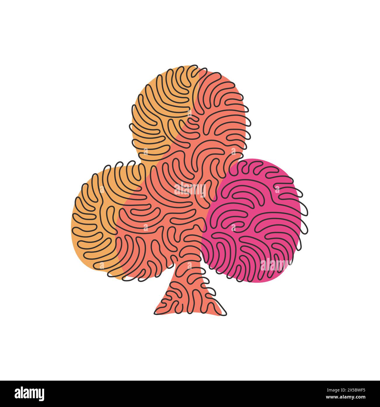 Single continuous line drawing poker playing cards suit club design ...