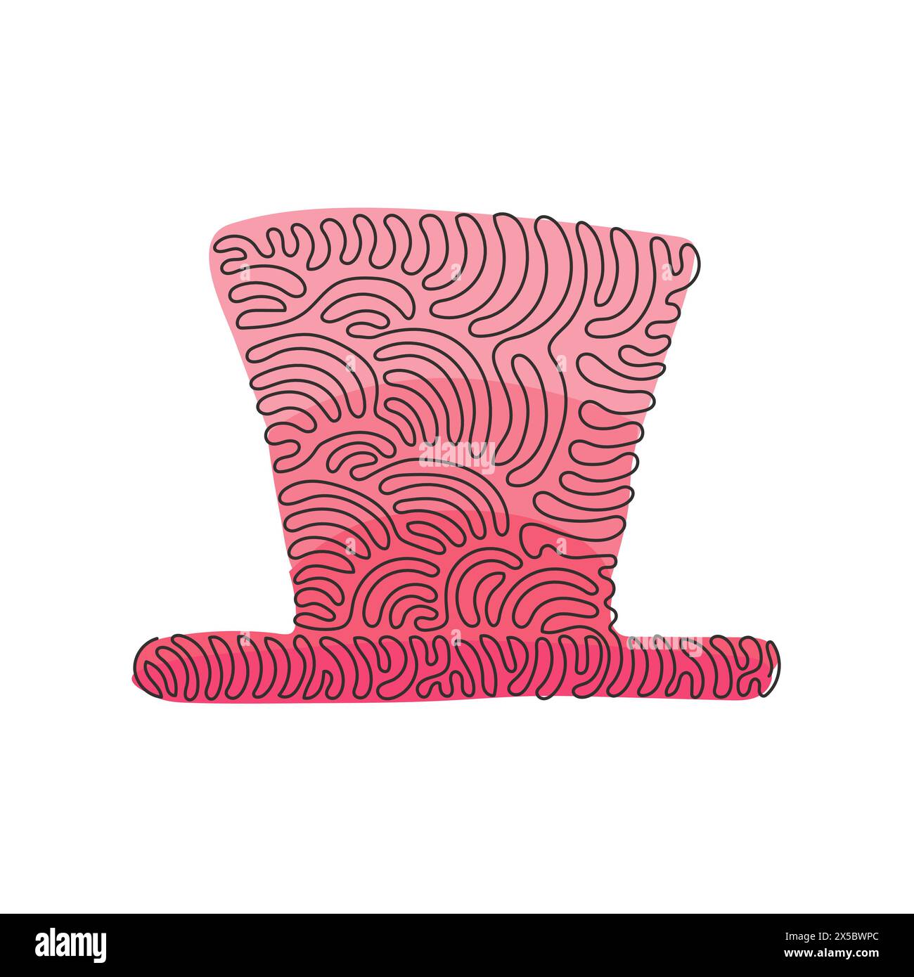 Single one line drawing top hat isolated icon logo symbol. Dark ...