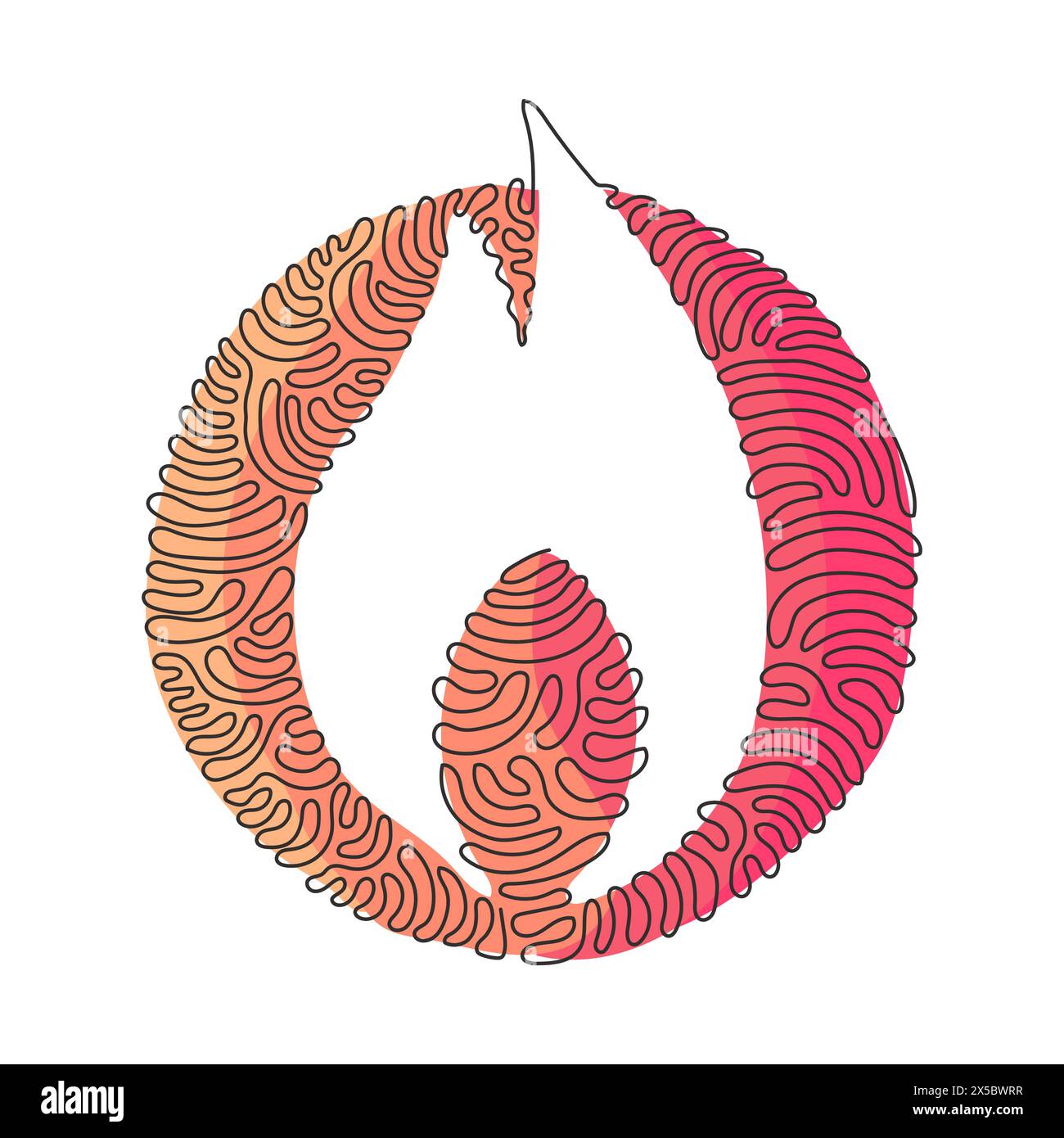 Continuous one line drawing fire flame emoji icon logo symbol. Lit ...