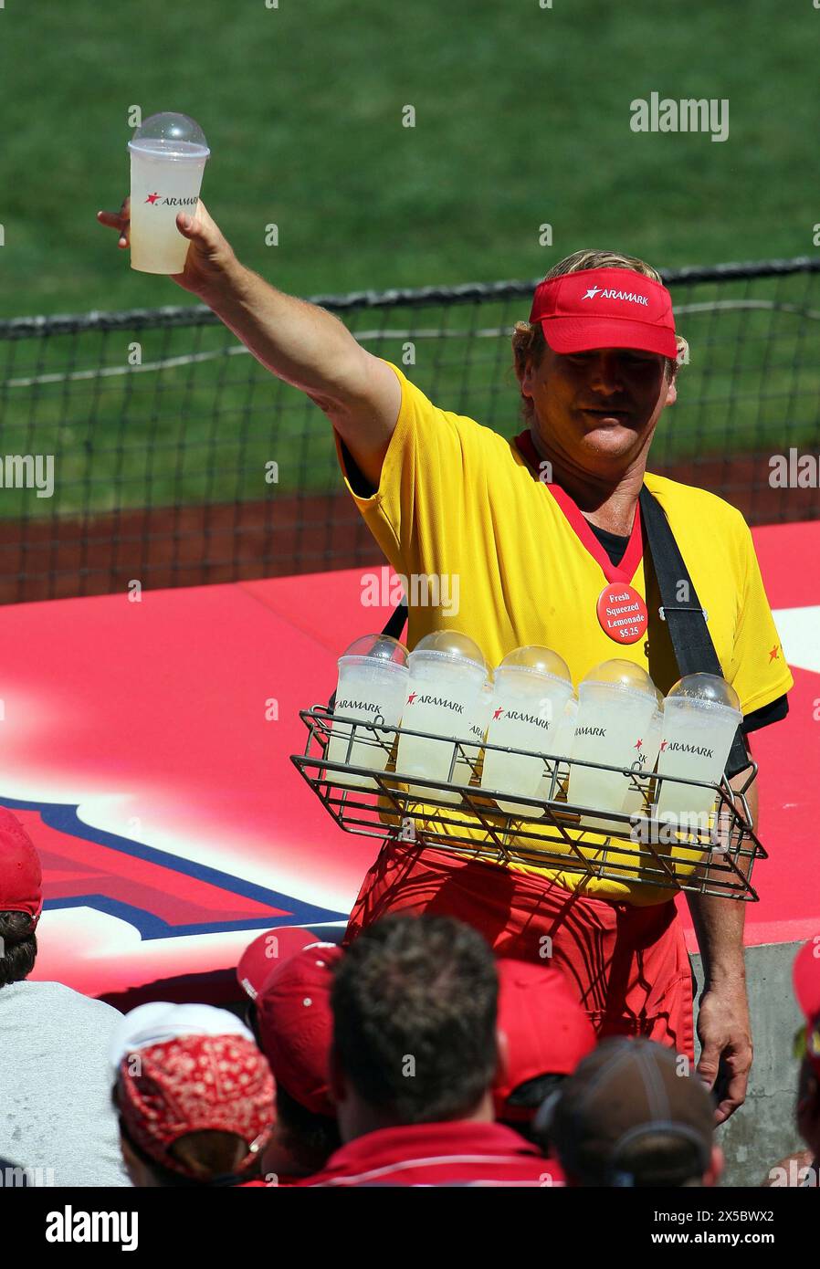 ANAHEIM, CA - JULY 12: A lemonade vendor hawks his wares on a hot day ...