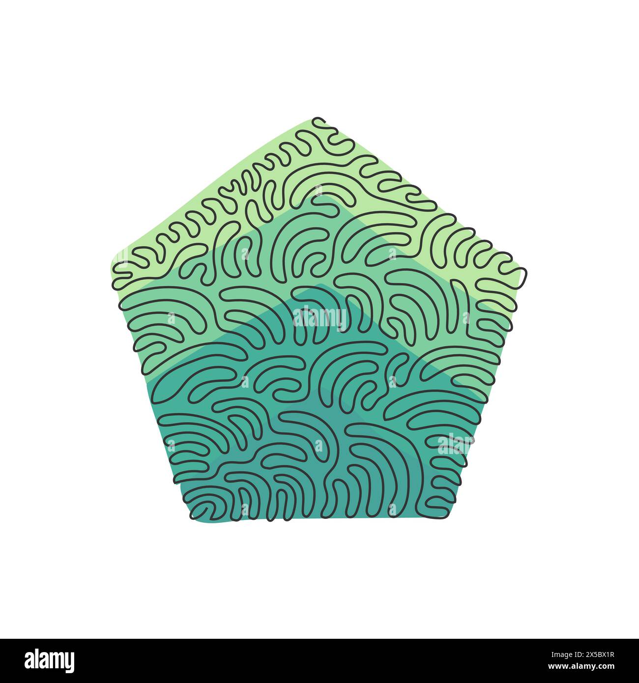 Continuous one line drawing geometric shapes, pentagon icon. Simple ...