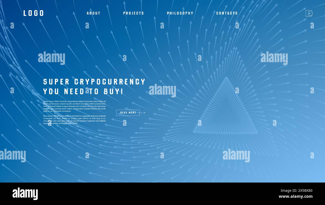 Landing page abstract design with particle tunnel. Colorful template ...