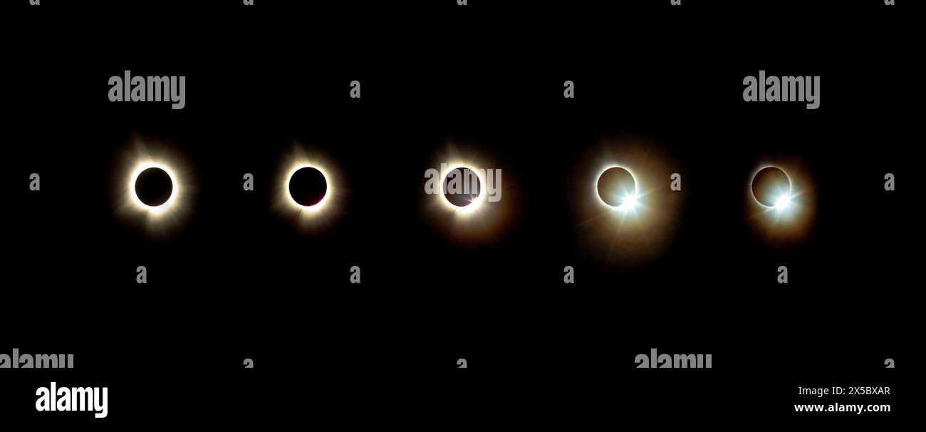 A panoramic series of a total solar eclipse, captured 8 April 2024 ...