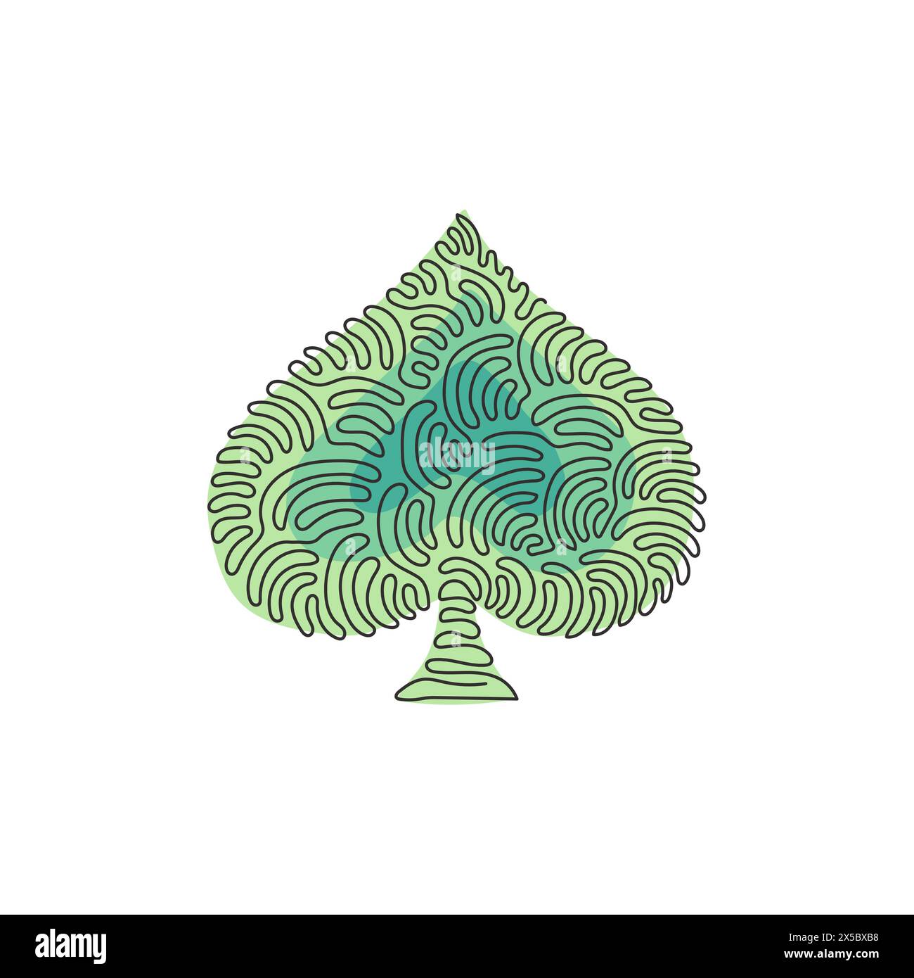 Single one line drawing poker playing cards suit spades design shape ...