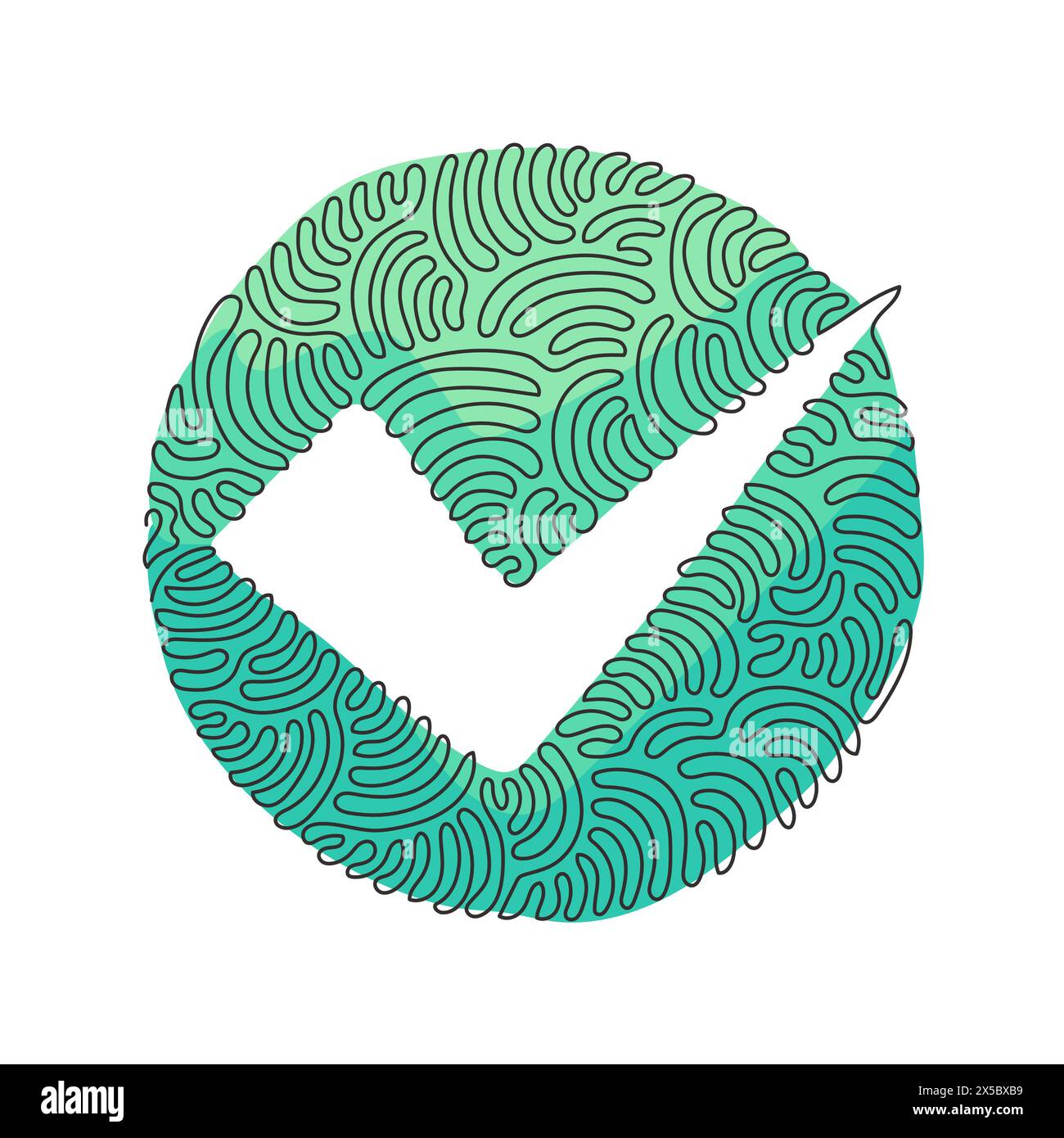 Continuous one line drawing check icon silhouette. Approved test ...